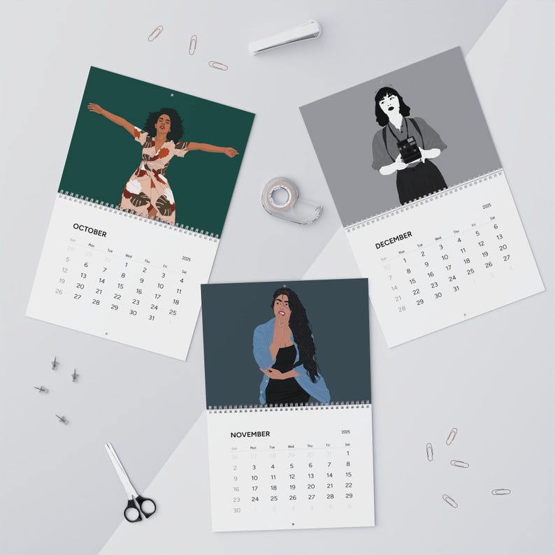 2025 Wall Calendar , Illustrated Graphic Art Calendar With Vibrant ...