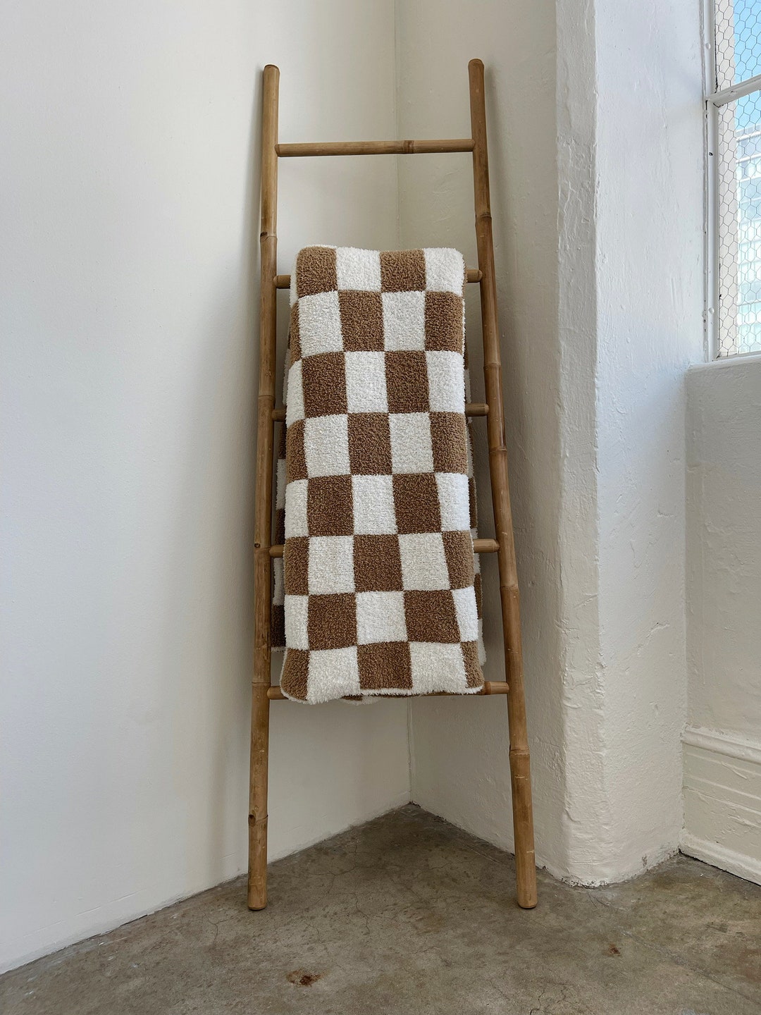 Checkered Blanket Chestnut & White - Etsy