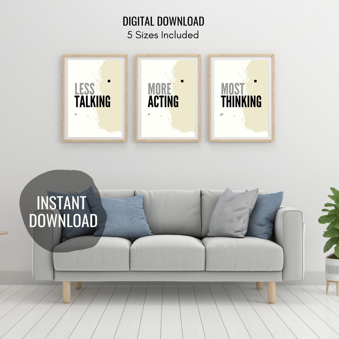 Minimalist Office Decor, Set of 3, Less Talking - More Acting - Most ...