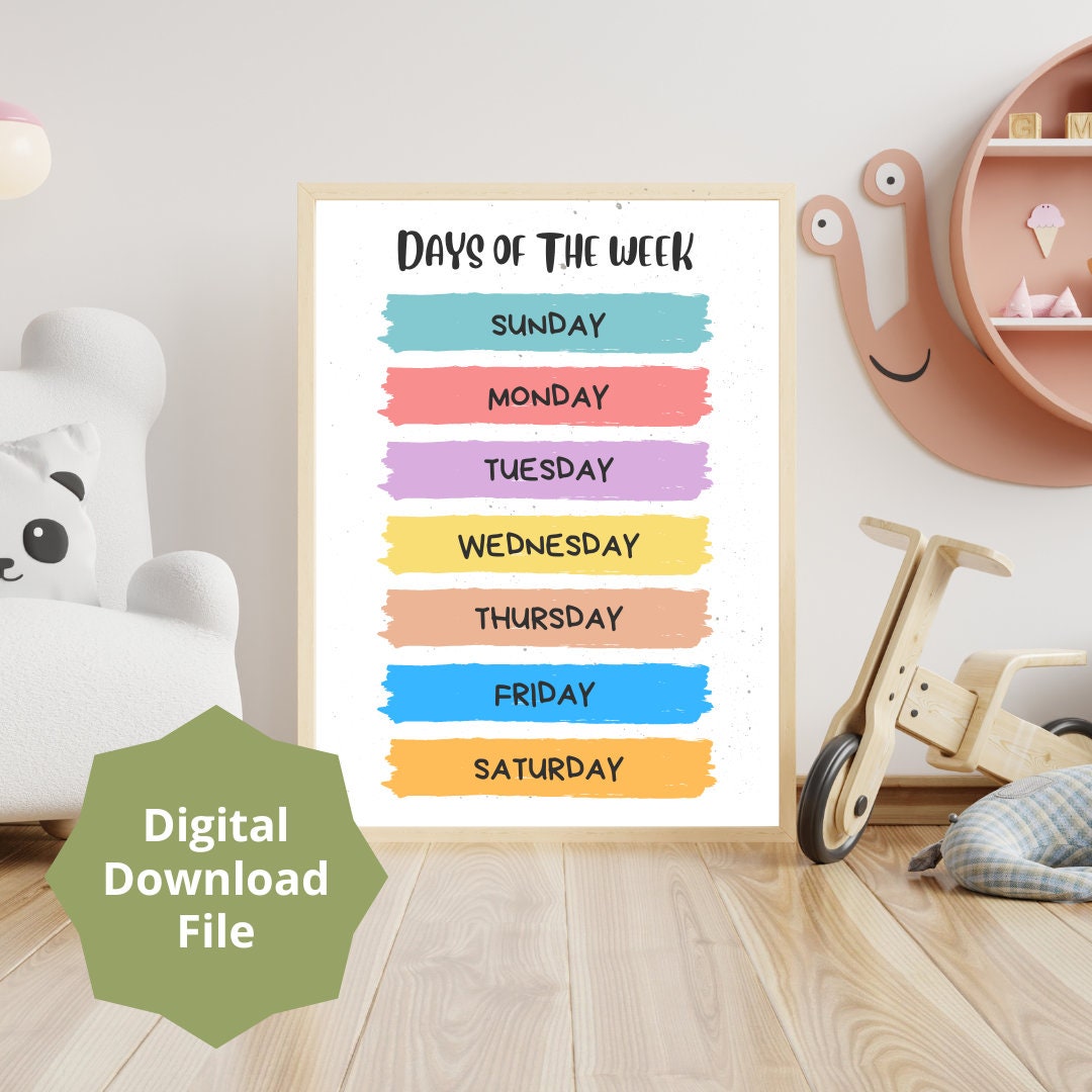 Days of the Week for Classroom Calendar Days of the Week Poster Name of ...