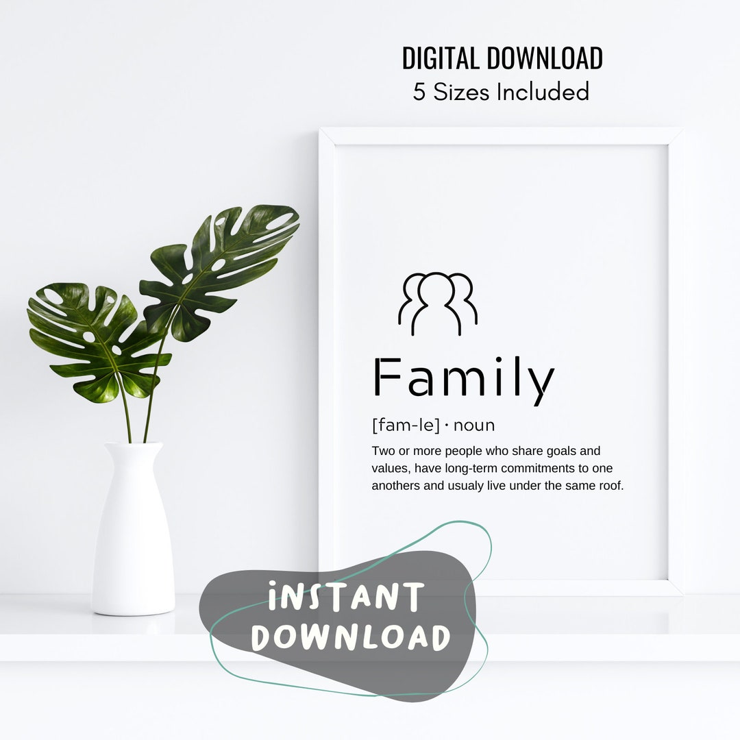 Family Definition Printable Art, Family Quote Print, Living Room Wall ...