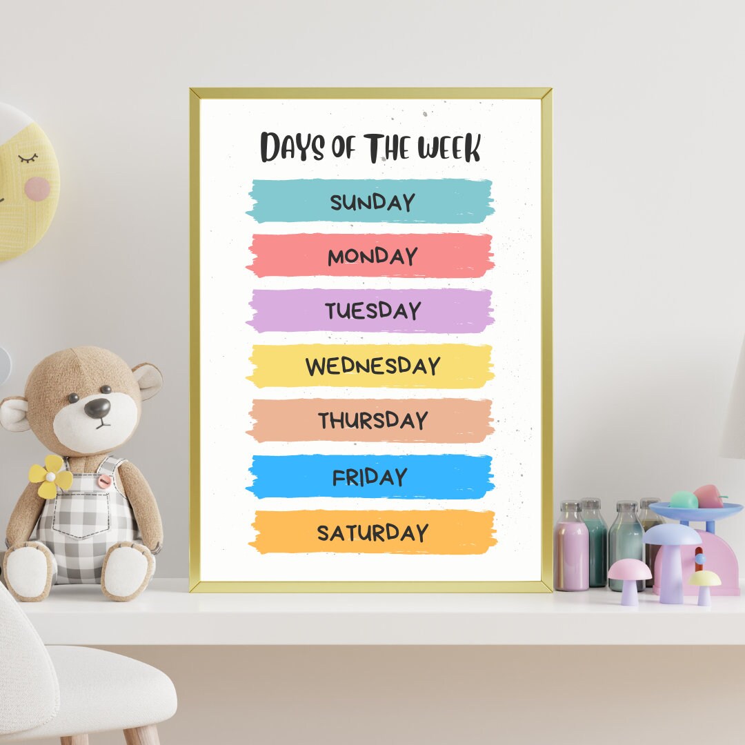 Days of the Week for Classroom Calendar Days of the Week Poster Name of ...