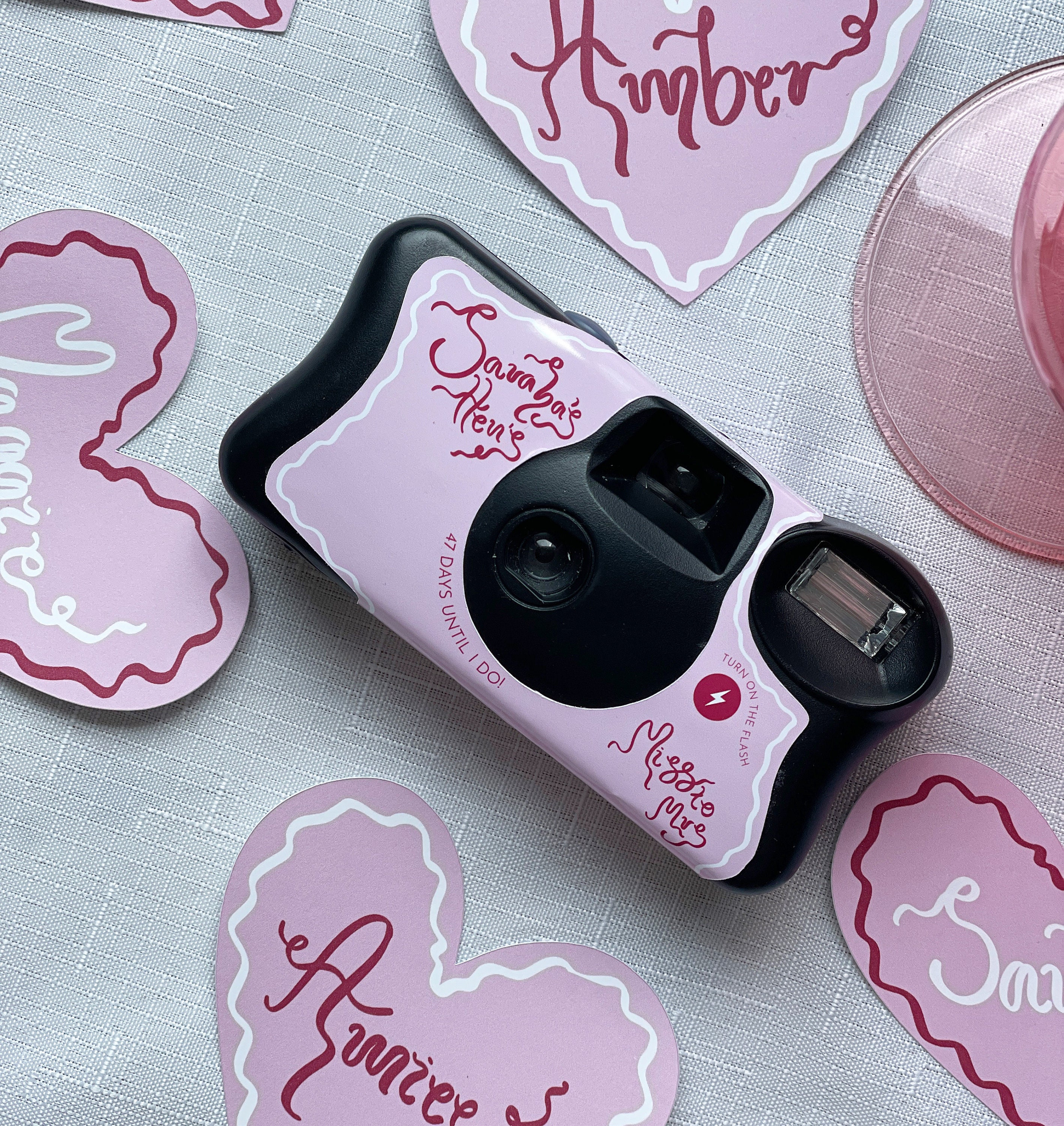 2 X Kodak Disposable Camera Wrap Cover Sticker Pink and Squiggly Hens ...