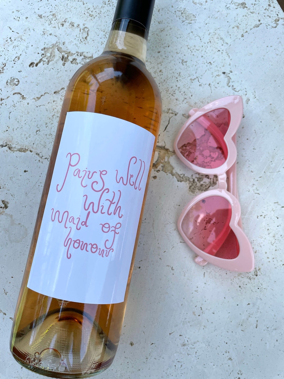 Bridesmaid/ Maid of Honour Wine Bottle Proposal Label Decoration. Hand ...