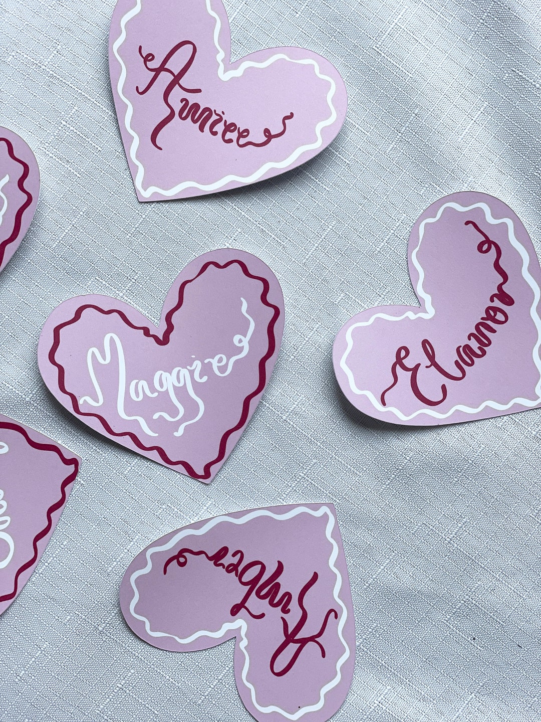 Placecard Heart, Hand Drawn Squiggly Curly Font - Etsy