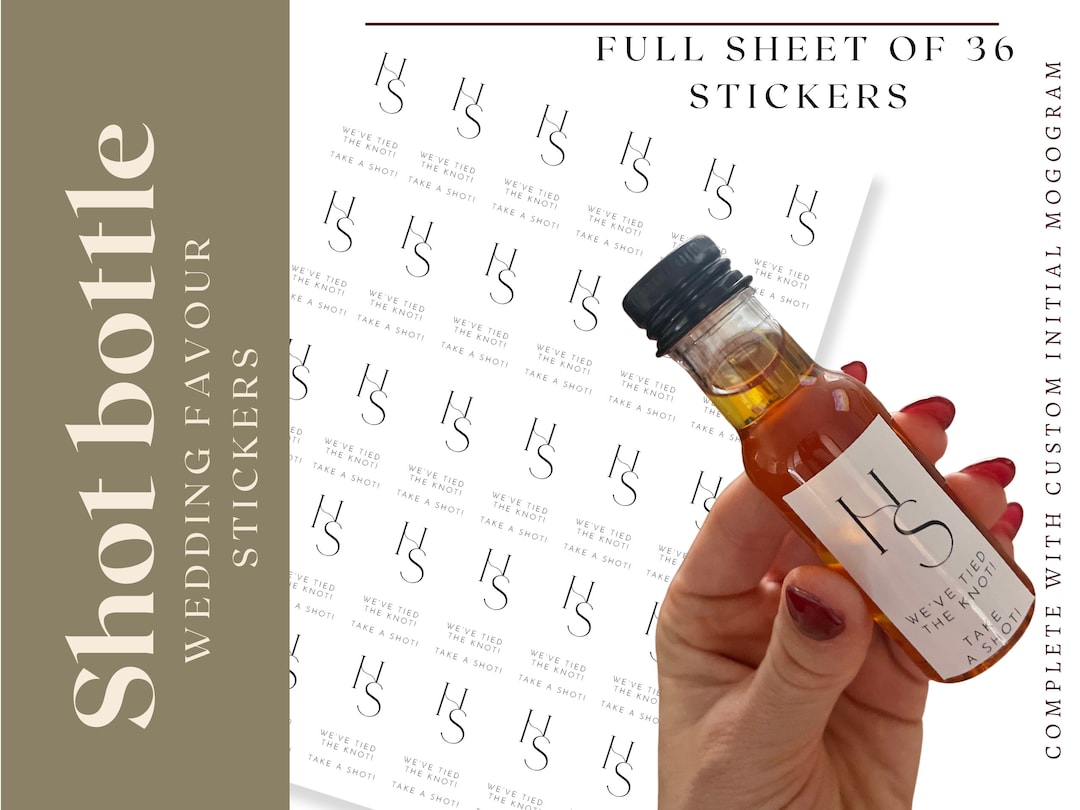 Wedding Favour Shot Bottle Stickers - Etsy Australia