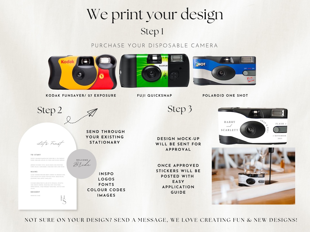 Custom Disposable Camera Wrap Cover, Wedding, Hens, Bach, Baby Shower ...