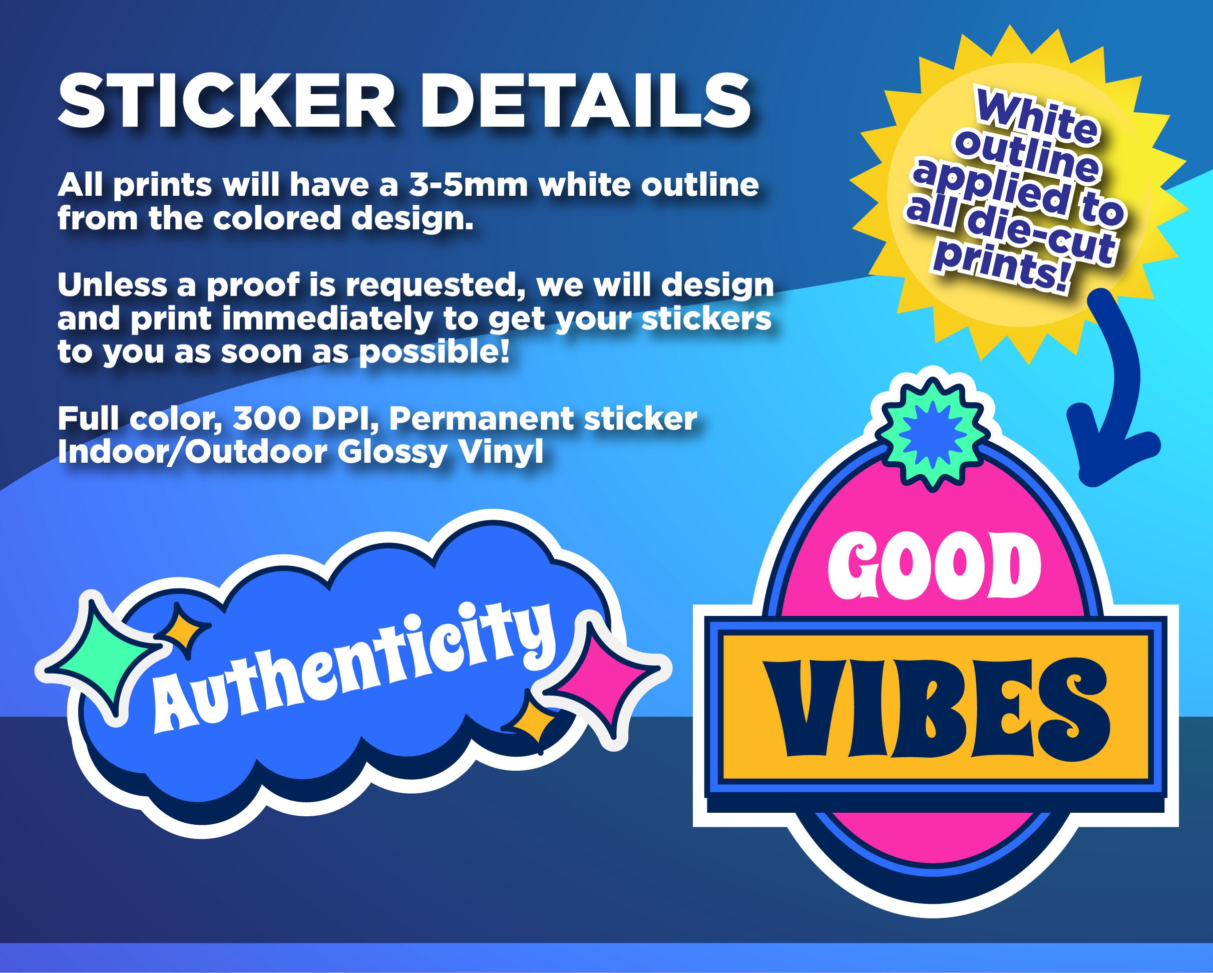 100 Custom Die-cut Vinyl Waterproof Stickers Any Shape. Logo, Character ...