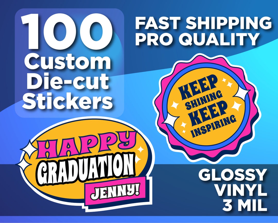 100 Custom Die-cut Vinyl Waterproof Stickers Any Shape. Logo, Character ...