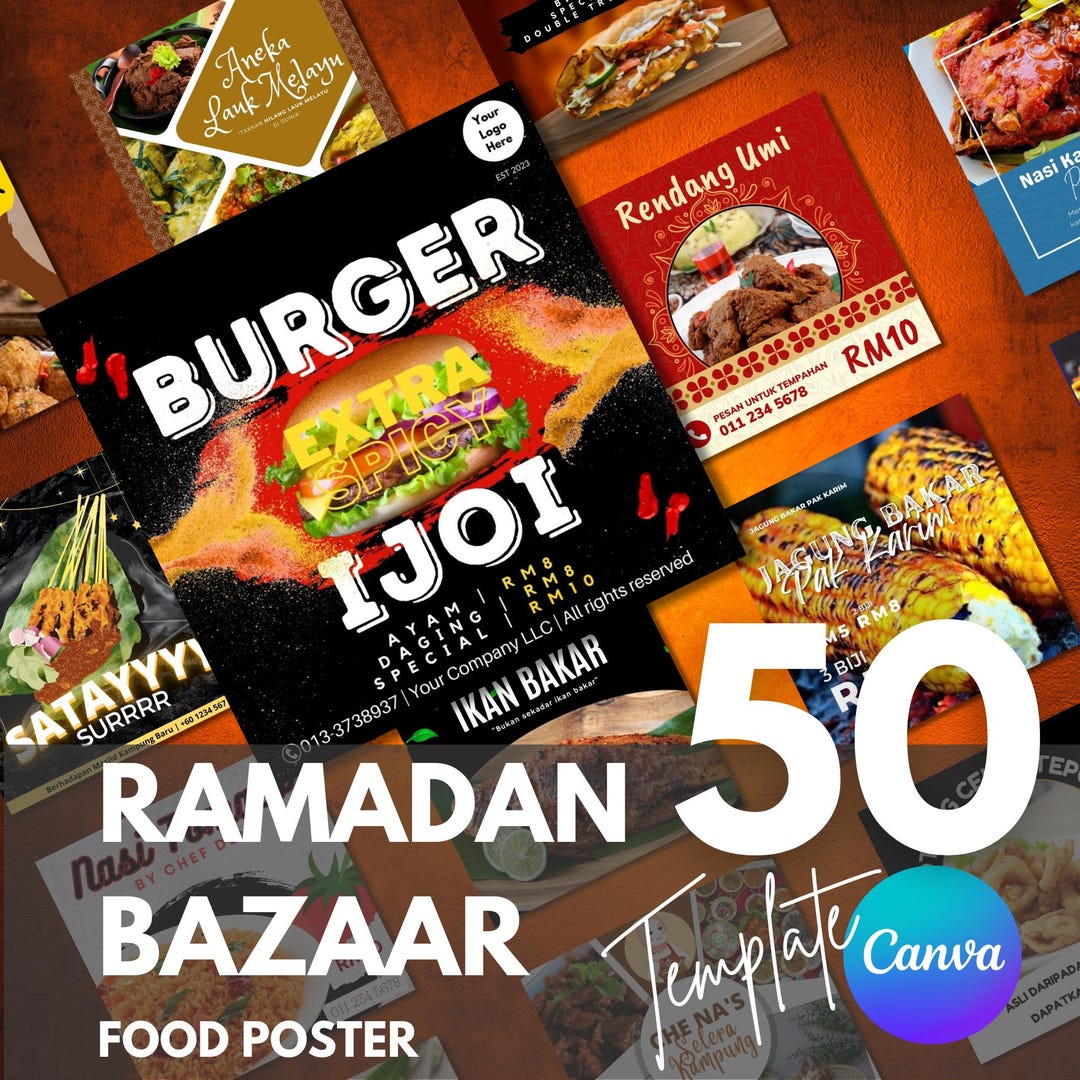 Food Banner Design for Bazar Ramadan | Canva Template | Food Delight ...