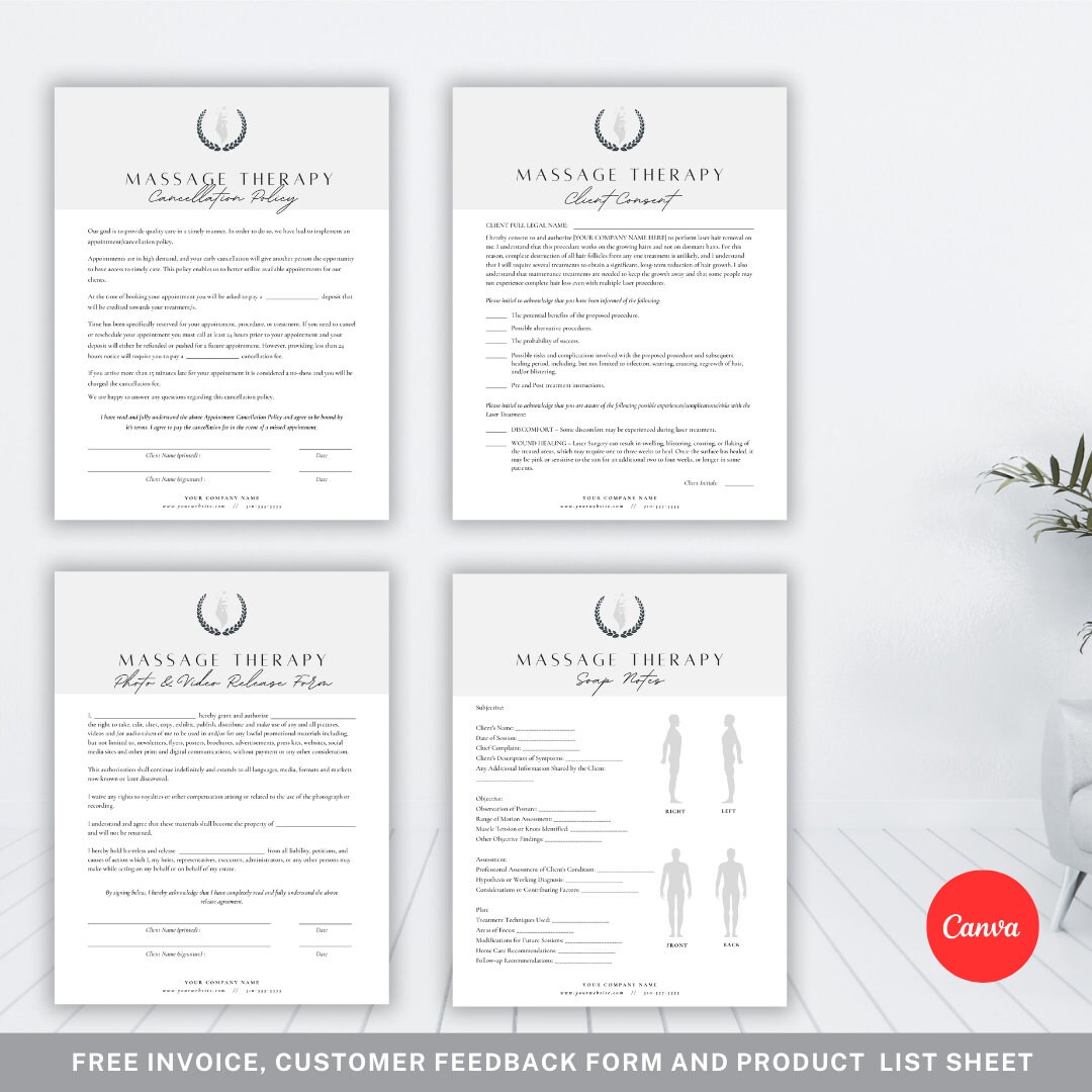 Massage Therapy and Consultation Forms Massage Consent Form Massage ...