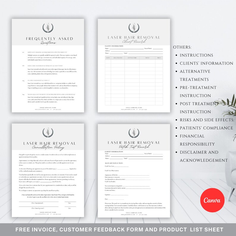 Laser Hair Removal Consent Forms for Laser Hair Reduction Intake Form ...