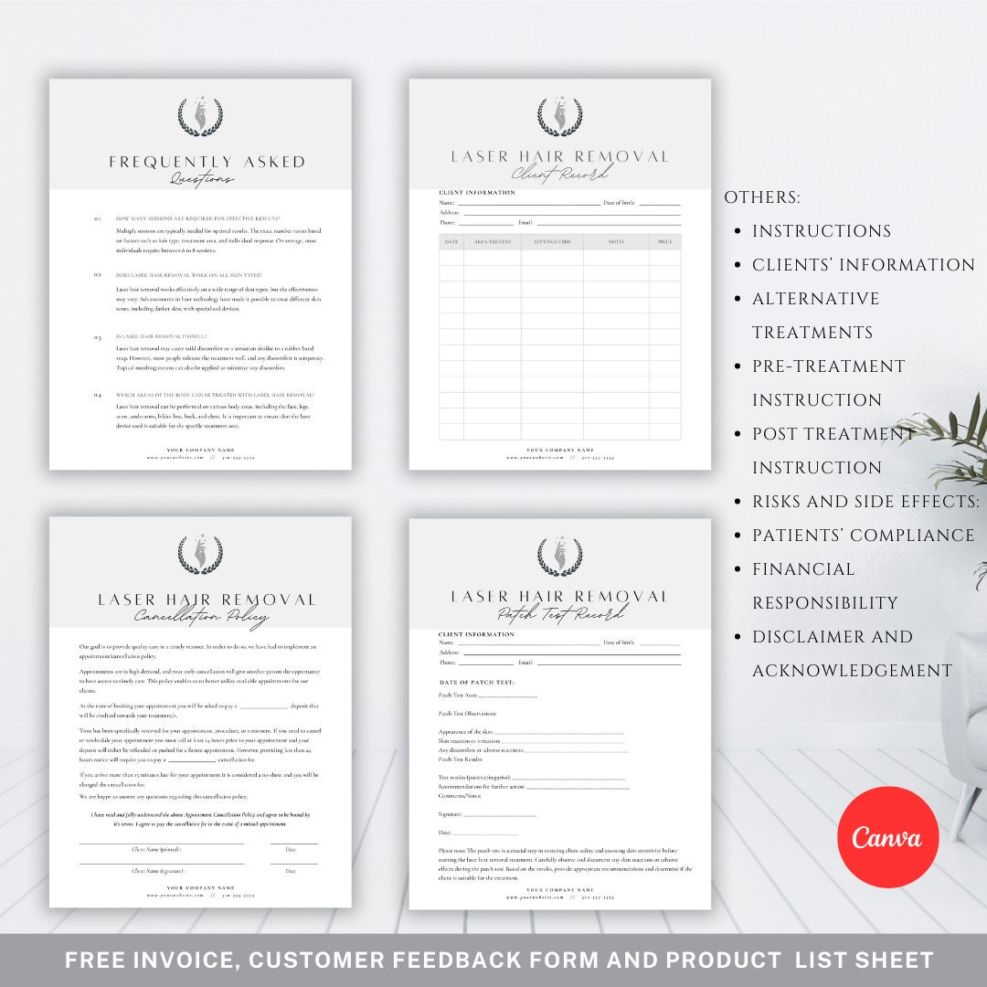 Laser Hair Removal Consent Forms for Laser Hair Reduction Intake Form ...