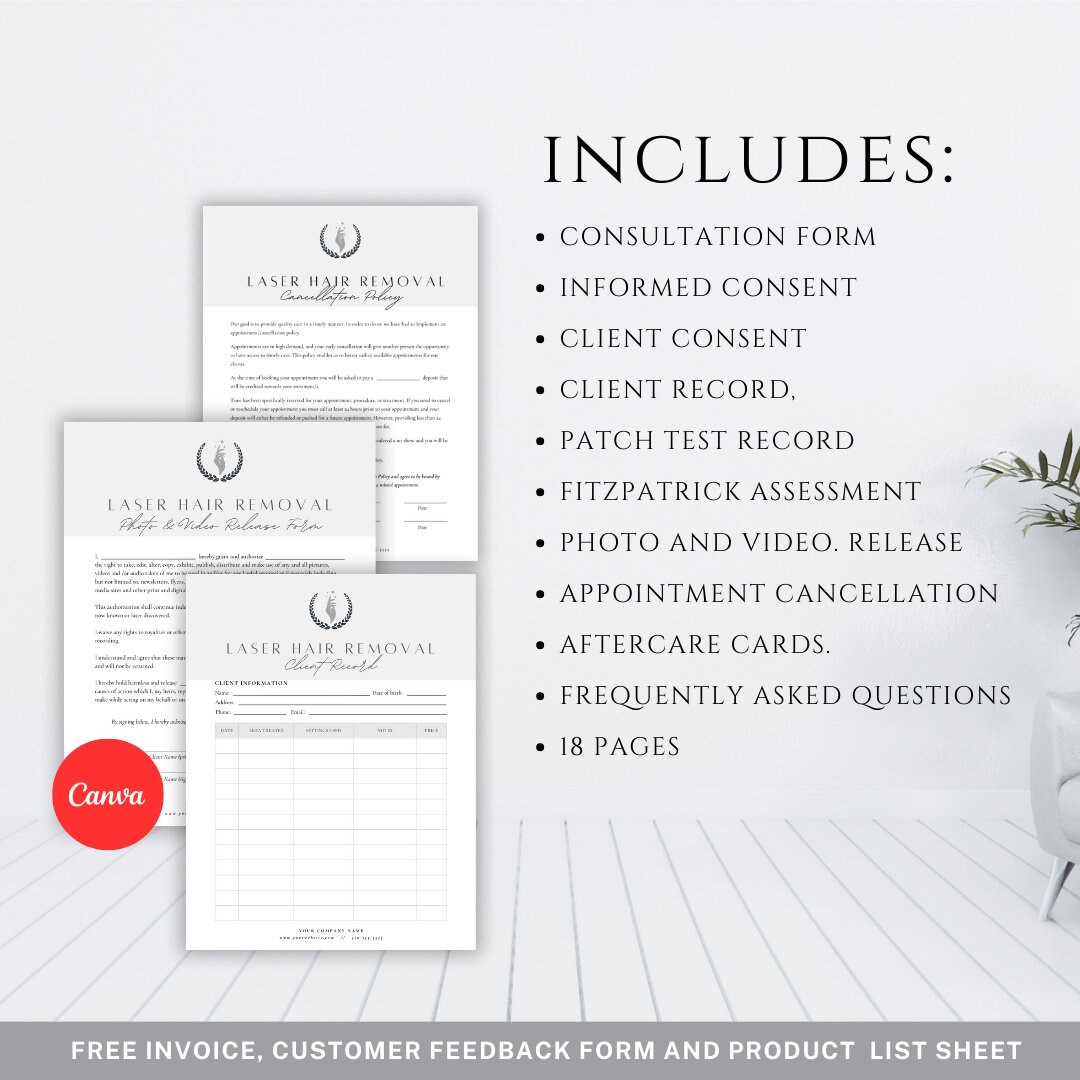 Laser Hair Removal Consent Forms for Laser Hair Reduction Intake Form ...
