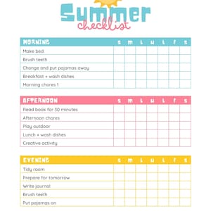 Summer Checklist. Summer Chore Chat. Digital Printable Download - Etsy