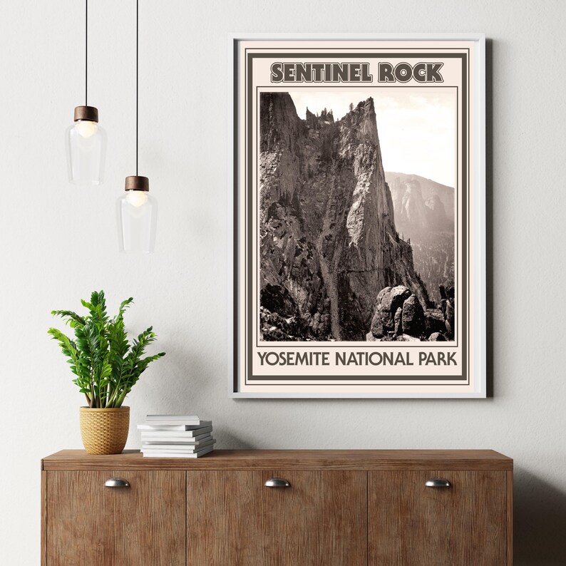 Sentinel Rock Poster, Yosemite National Park Photo, Vintage Decoration ...