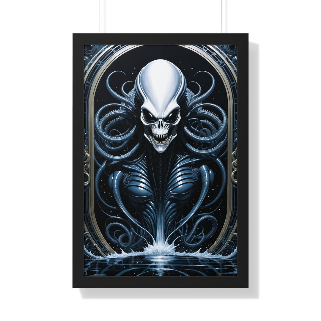 Alien Skull Poster, Xenomorph Inspired Art Print, Science Fiction Wall ...