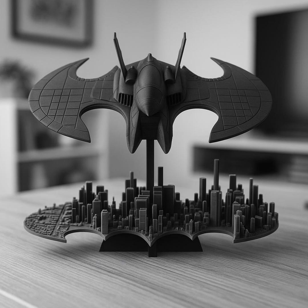 Batwing and Gotham City Statue - Etsy