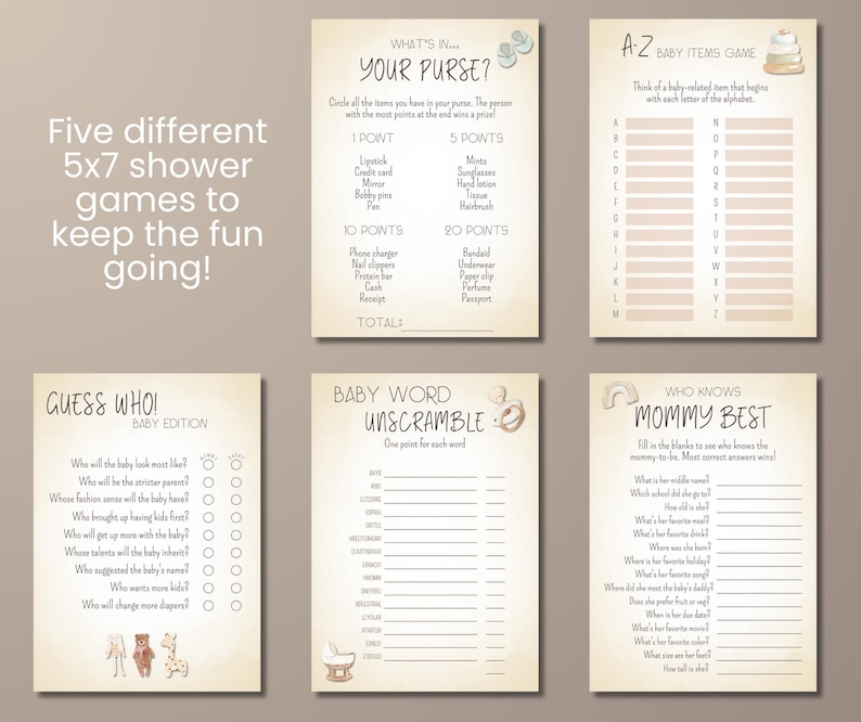 Boho Baby Shower Canva Template Bundle: Editable Invitation, Games ...