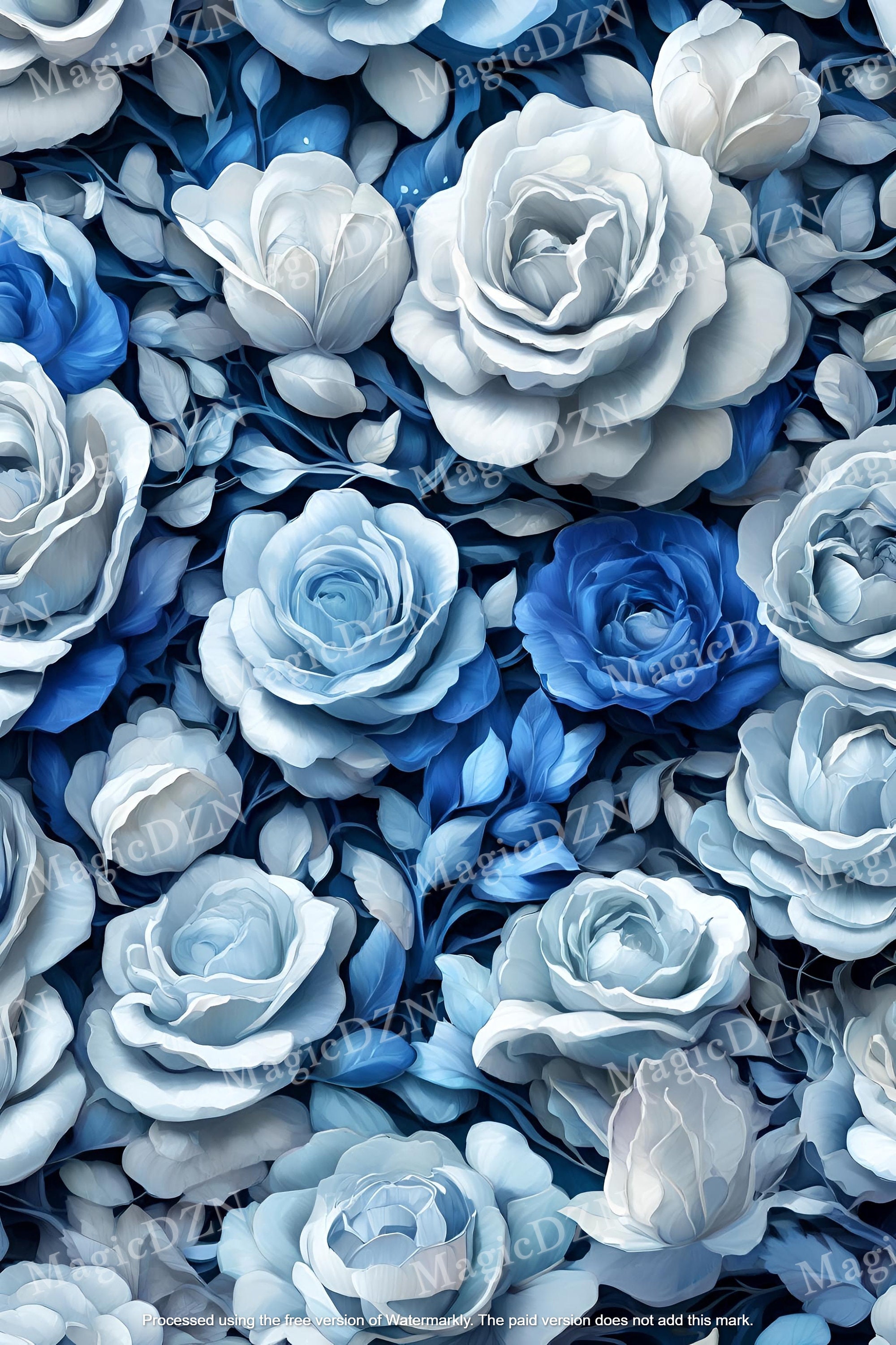 Blue White Roses iPhone 13 Pro Wallpaper Art Background Screenlock ...