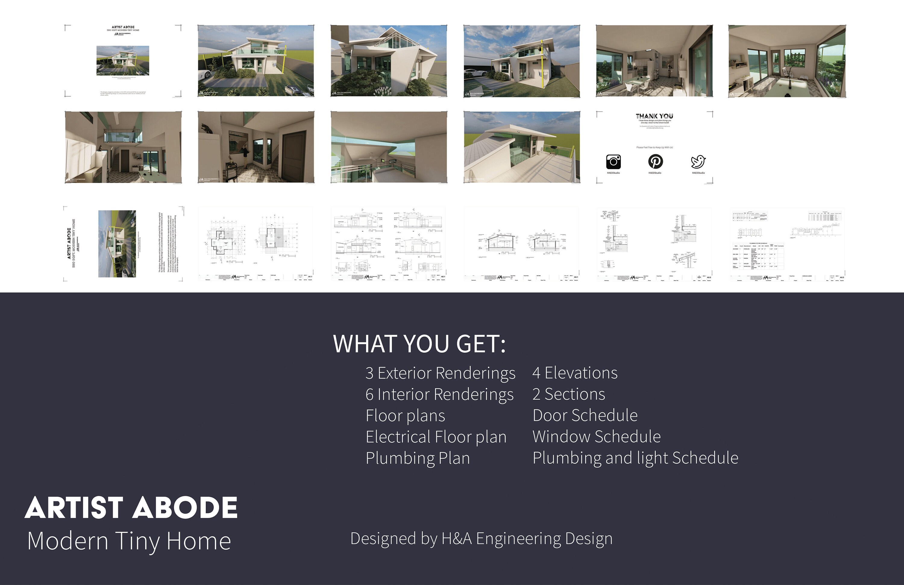 Modern Design ADU Floor Plan | Minimalist Home Office Rental Unit Shed ...
