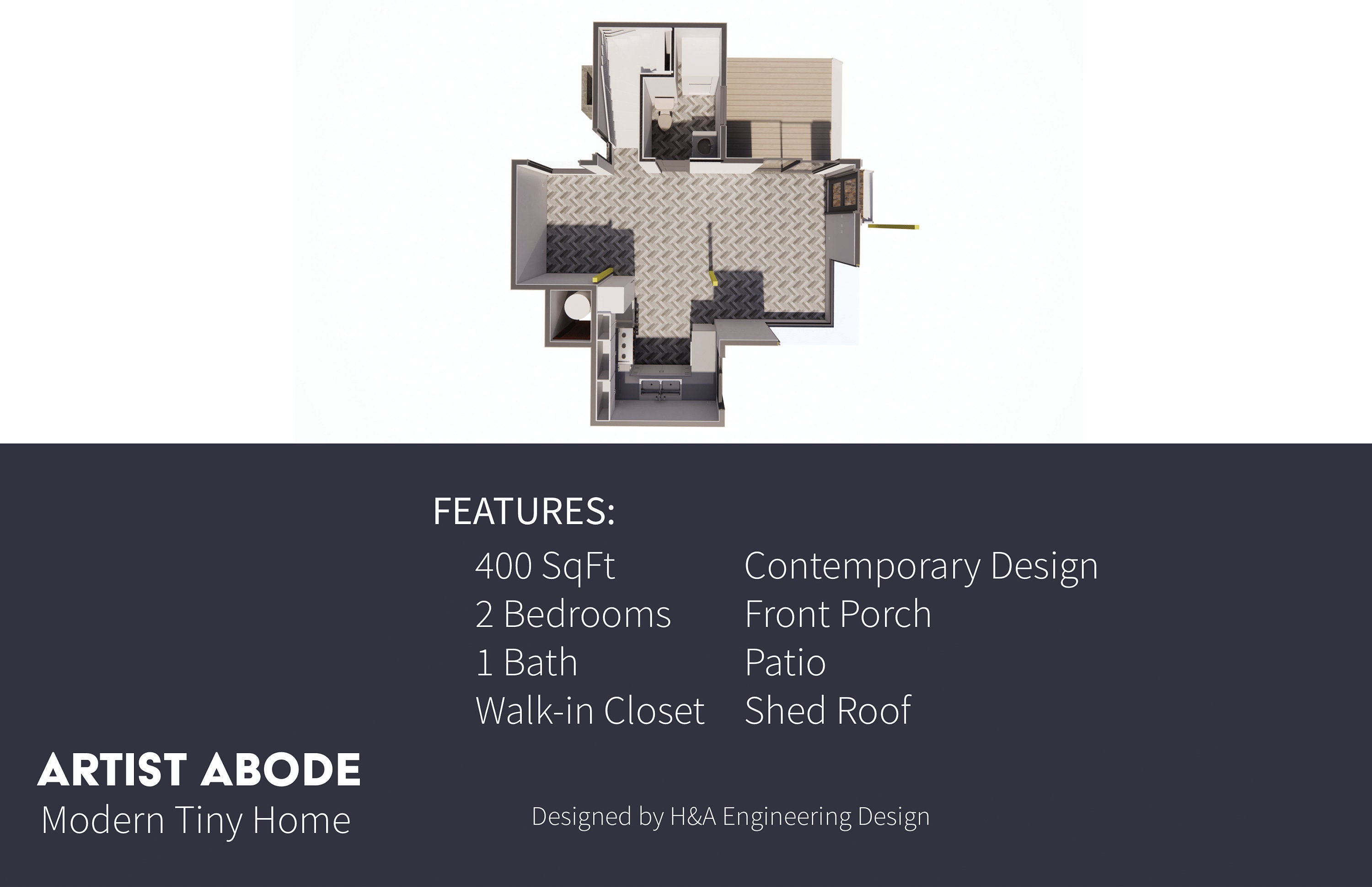 Modern Design ADU Floor Plan | Minimalist Home Office Rental Unit Shed ...