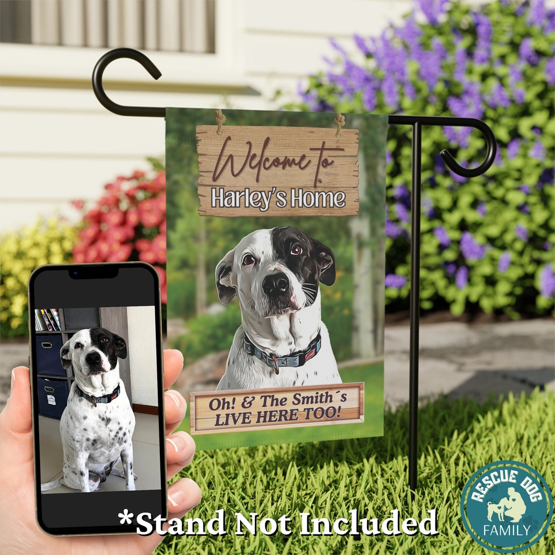Custom Dog Garden Flag Using Pet Photo, Personalized Welcome Yard ...