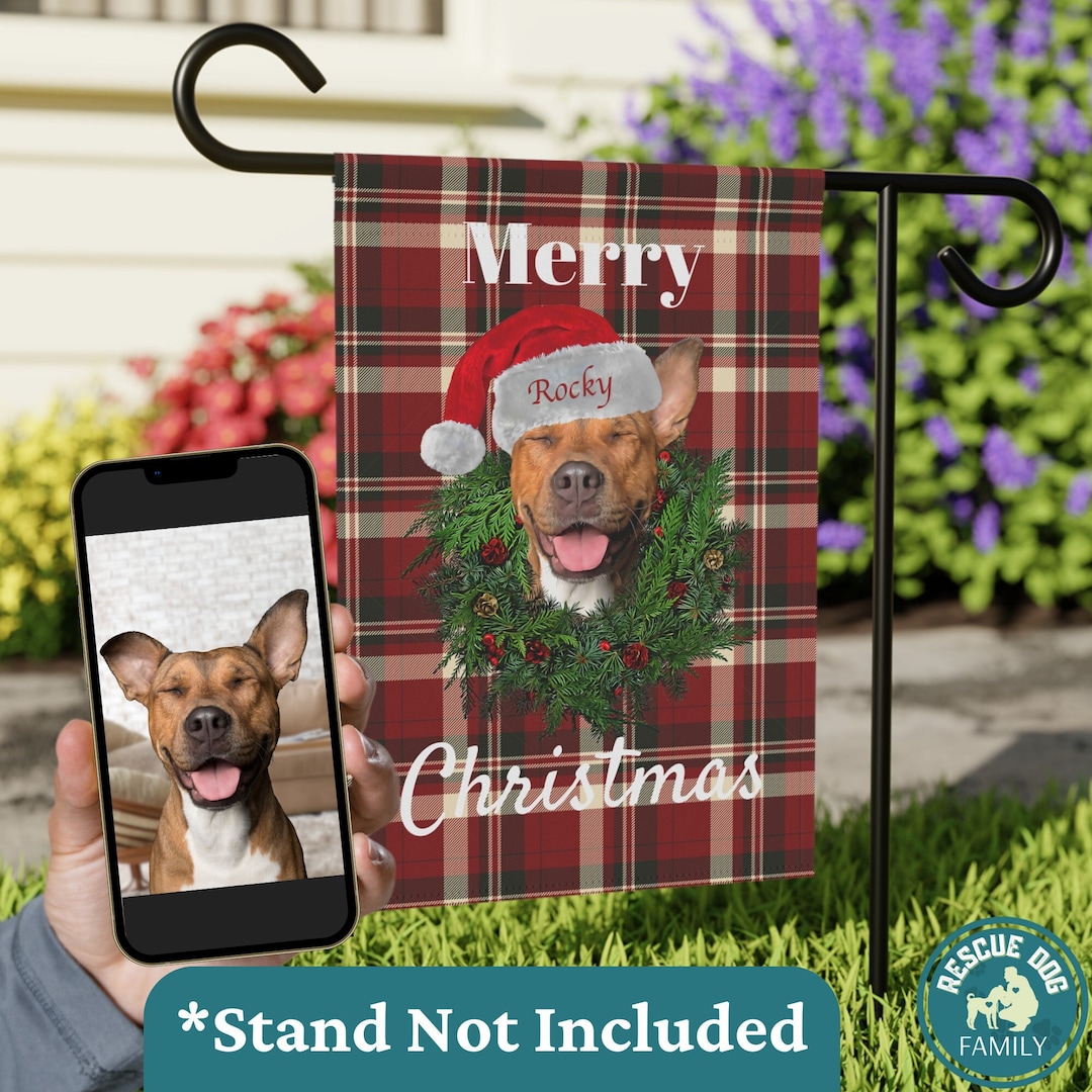 Personalized Dog Portrait Christmas Garden Banner, Custom Dog Face ...