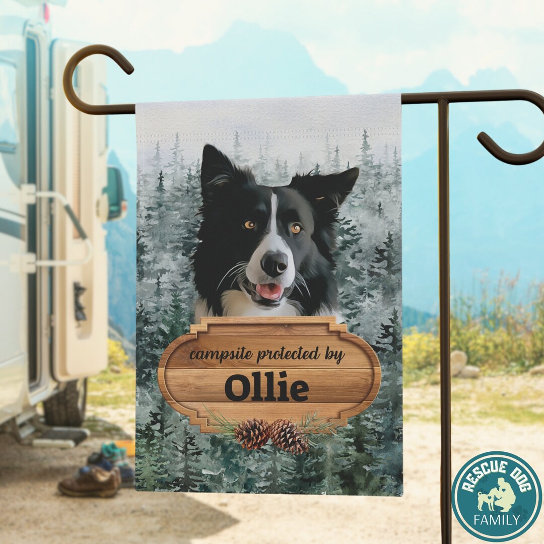 Custom Camping Flag With Dog Portrait, Campsite Protected by Pets ...