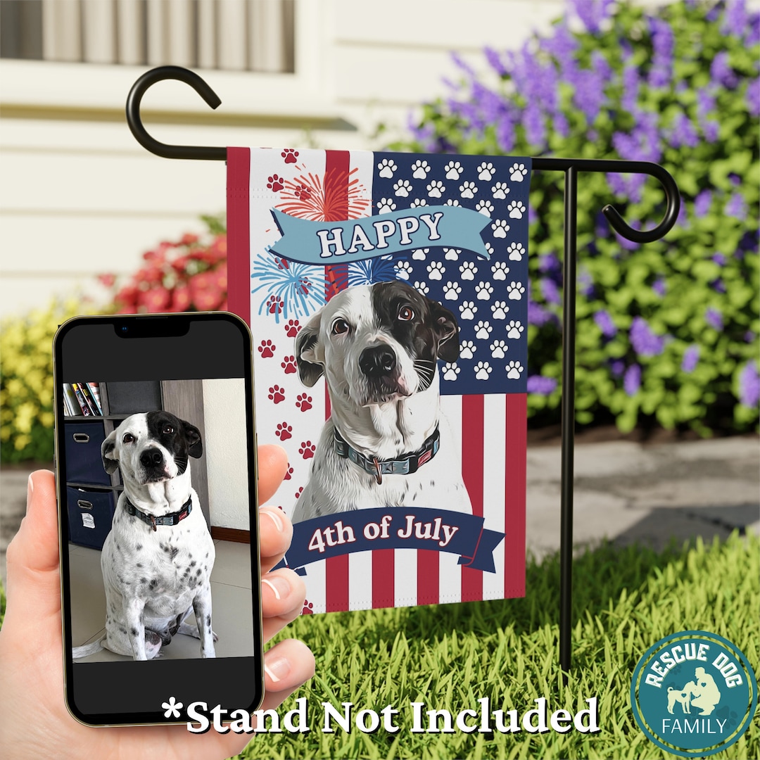 Custom 12x18 Inch USA Dog Garden Flag, Personalized 4th of July Pet ...