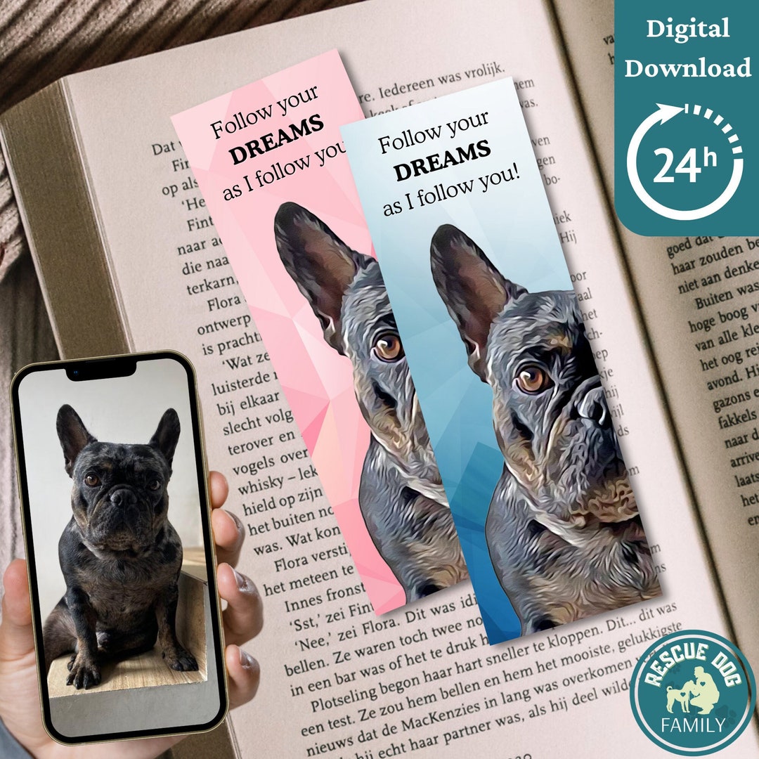 Custom Dog Bookmark Gift for Book Lovers, Personalized Pet Photo, Dog ...