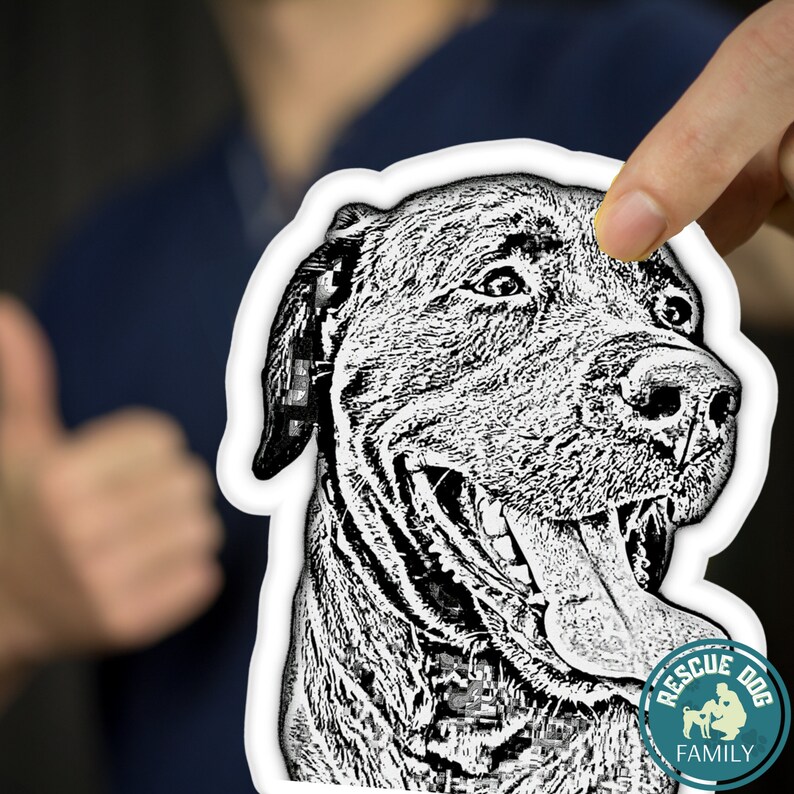 Personalized Rescue Dog Sticker, Custom Dog Face Sticker for Dog Owner ...