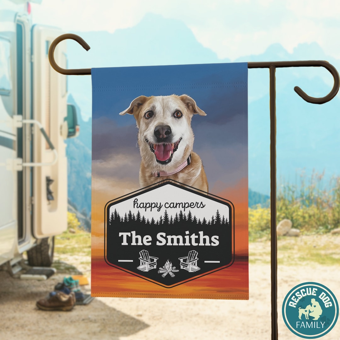 Camper Sign Name With Dog, Custom Welcome to Our Campsite Happy Campers ...