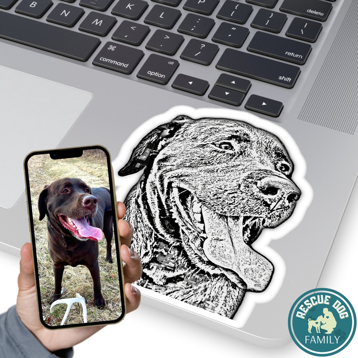 Personalized Rescue Dog Sticker, Custom Dog Face Sticker for Dog Owner ...