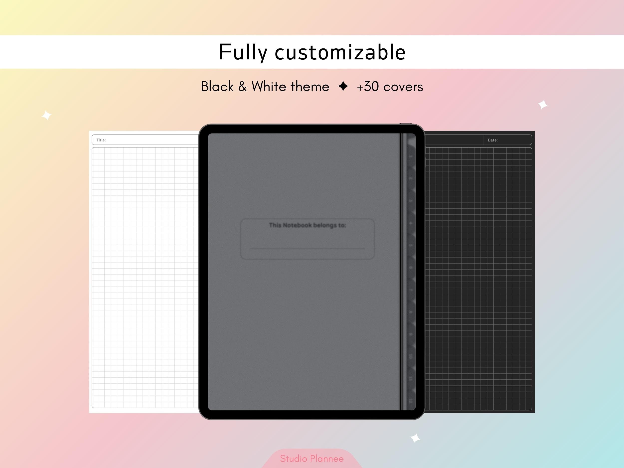 Portrait Hyperlinked Digital Notebook, Minimalist Digital Notebook, 12 ...