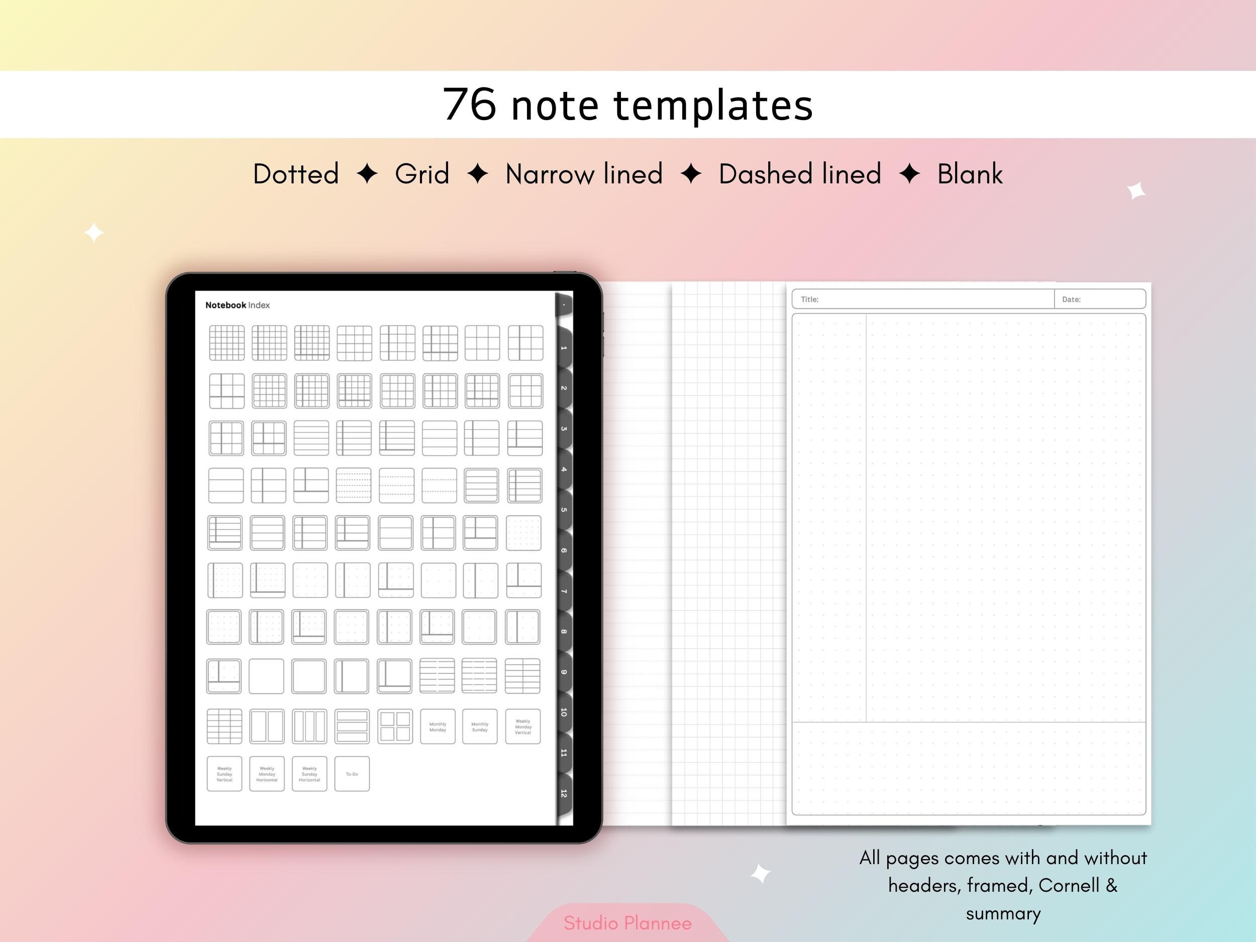 Portrait Hyperlinked Digital Notebook, Minimalist Digital Notebook, 12 ...