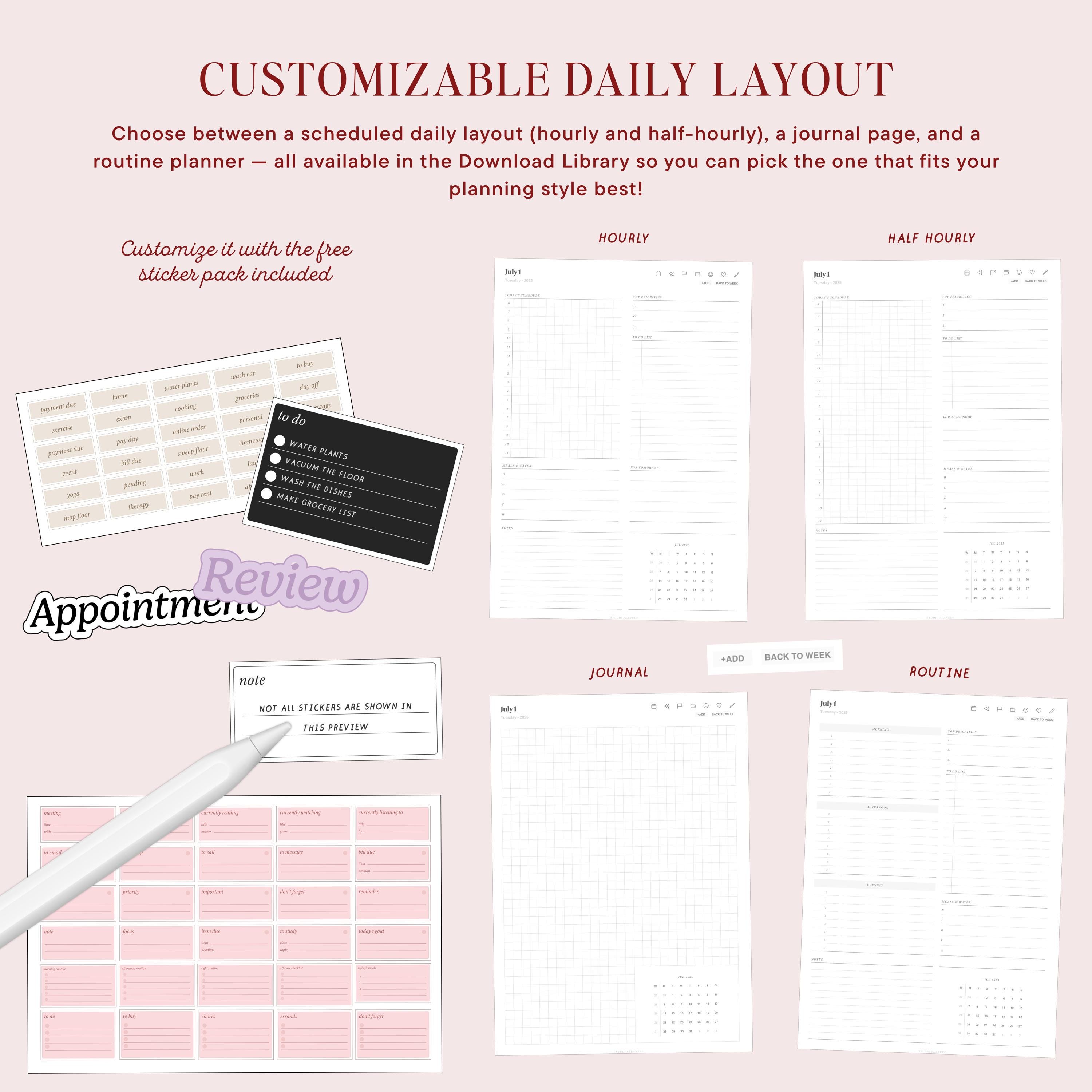 2025-2026 Midyear Digital Planner, Bundle, Free Stickers, Goodnotes ...