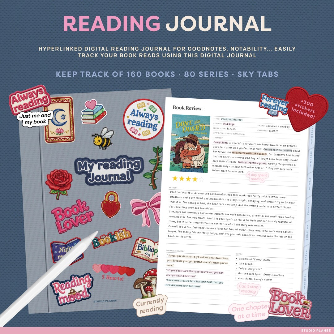Digital Reading Journal, Book Tracker and Reading Planner, Digital ...