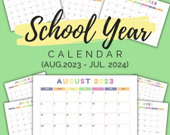 School Year Calendar 2023-2024 printable - Etsy