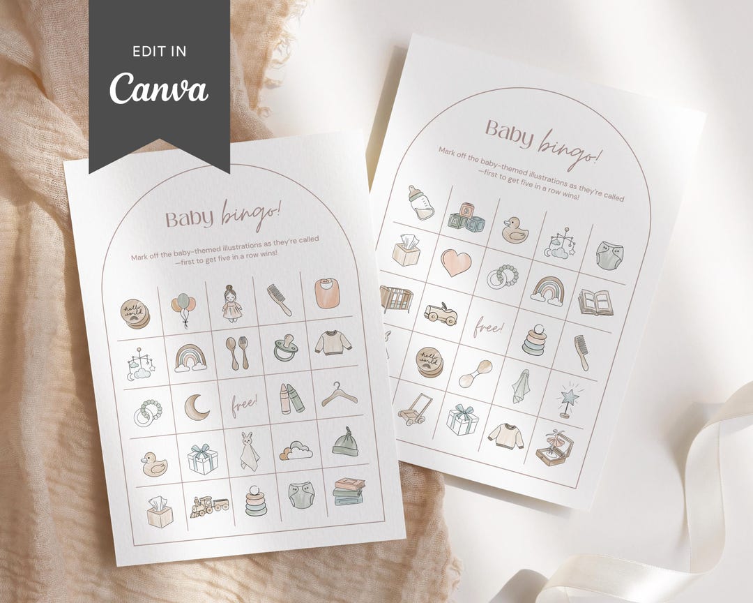 Baby Bingo Game | 60 40 or 20 Unique Pre-filled Baby Bingo Cards ...