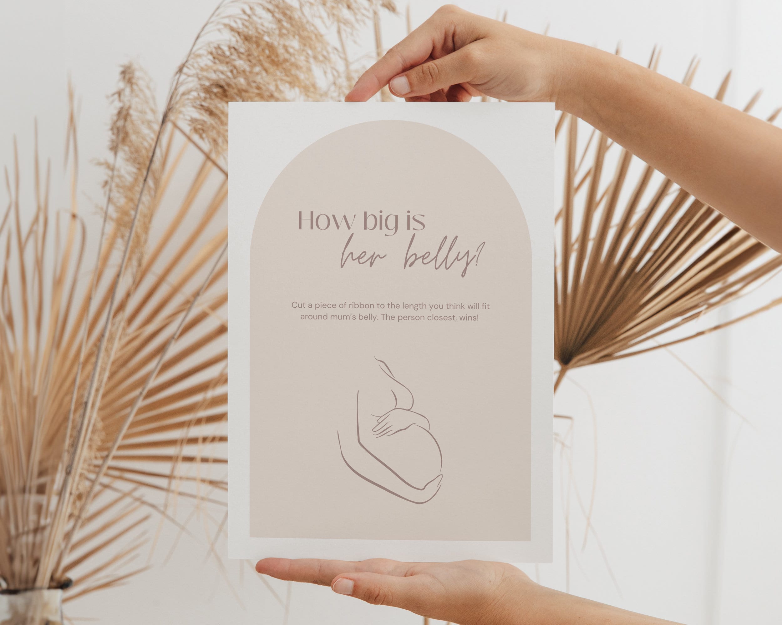 How Big is Her Belly | Guess Mom's Bump | Arch Baby Shower Game | Editable Canva Template ...