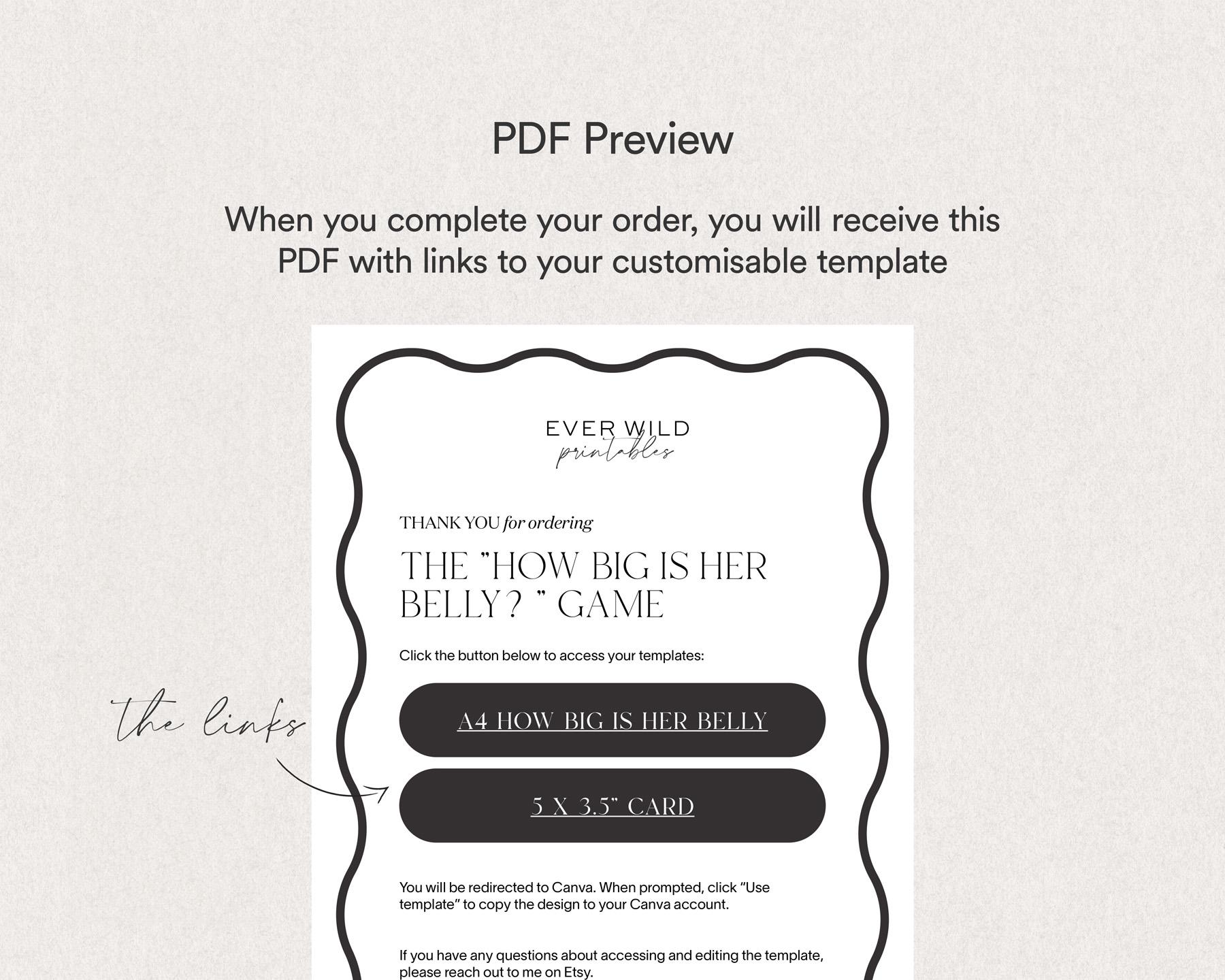 How Big is Her Belly | Guess Mom's Bump | Arch Baby Shower Game | Editable Canva Template ...