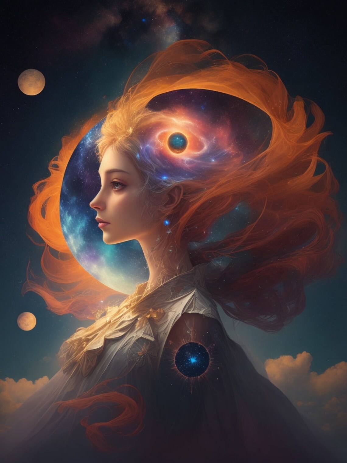 Stardust Serenade - Celestial Girl Digital Art - Etsy