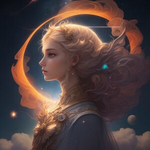 Stardust Serenade - Celestial Girl Digital Art - Etsy