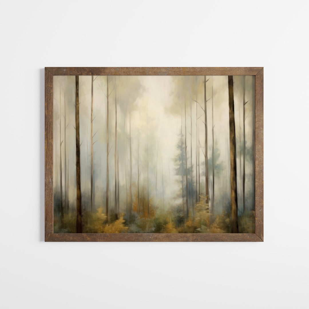 Vintage Forest Art Forest Painting Vintage Painting - Etsy
