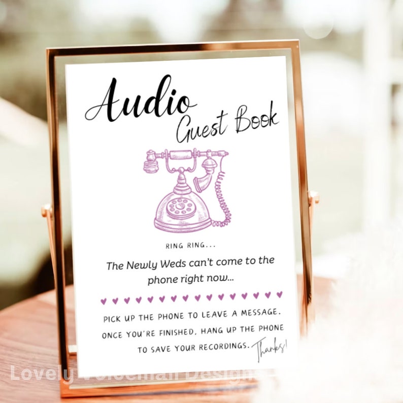 Audio Guestbook Sign | Phone Guest Book Instruction Sign | Leave a ...