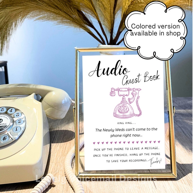 Audio Guestbook Sign | Phone Guest Book Instruction Sign | Leave a ...