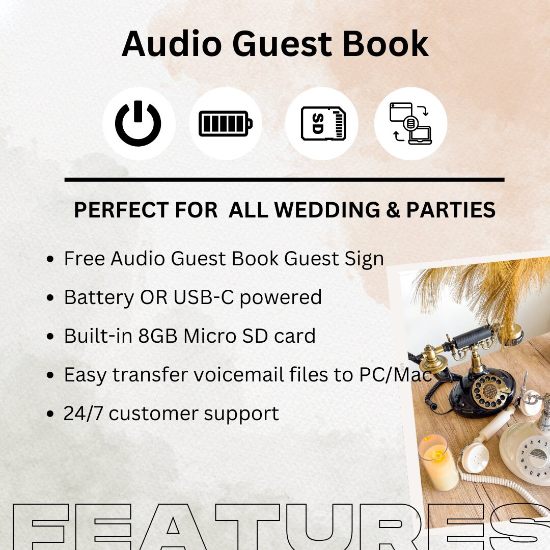 Retro Audio Guest Book Phone With Sign, FREE SHIPPING, Vintage ...