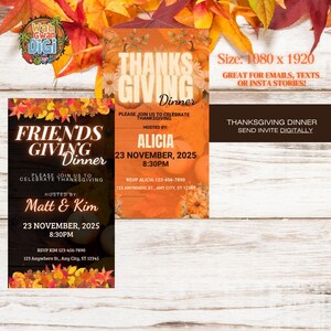 Thanksgiving & Friendsgiving Dinner Invitation | Editable Canva ...