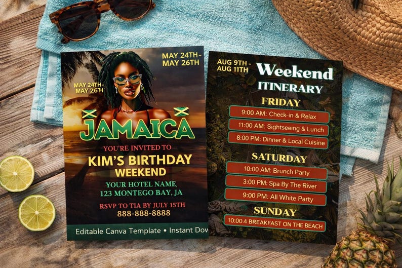 Jamaica Birthday Invitation – Tropical Island Party Invite – Editable ...